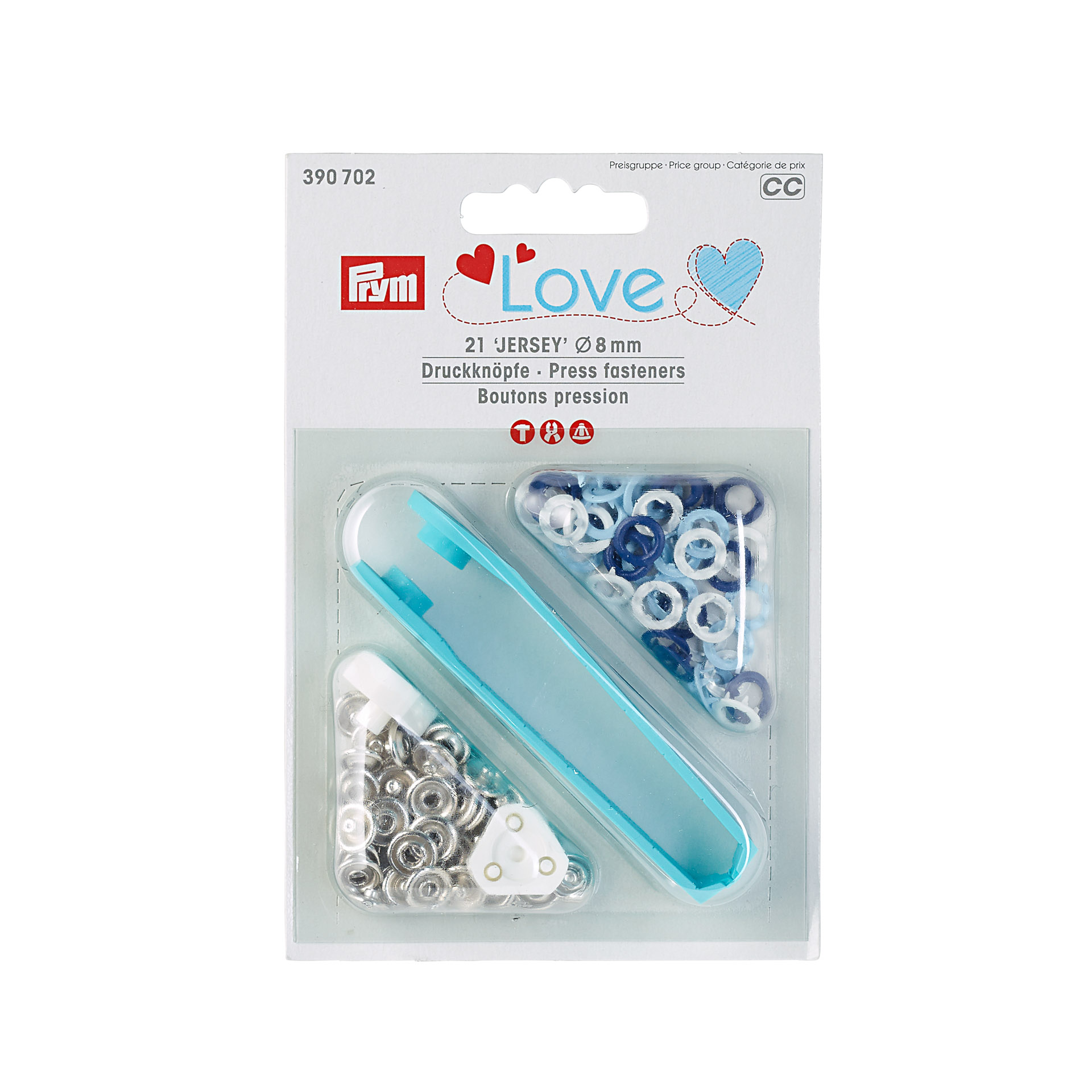 Prym love boutons pression jersey color bleu blanc - 3B COM