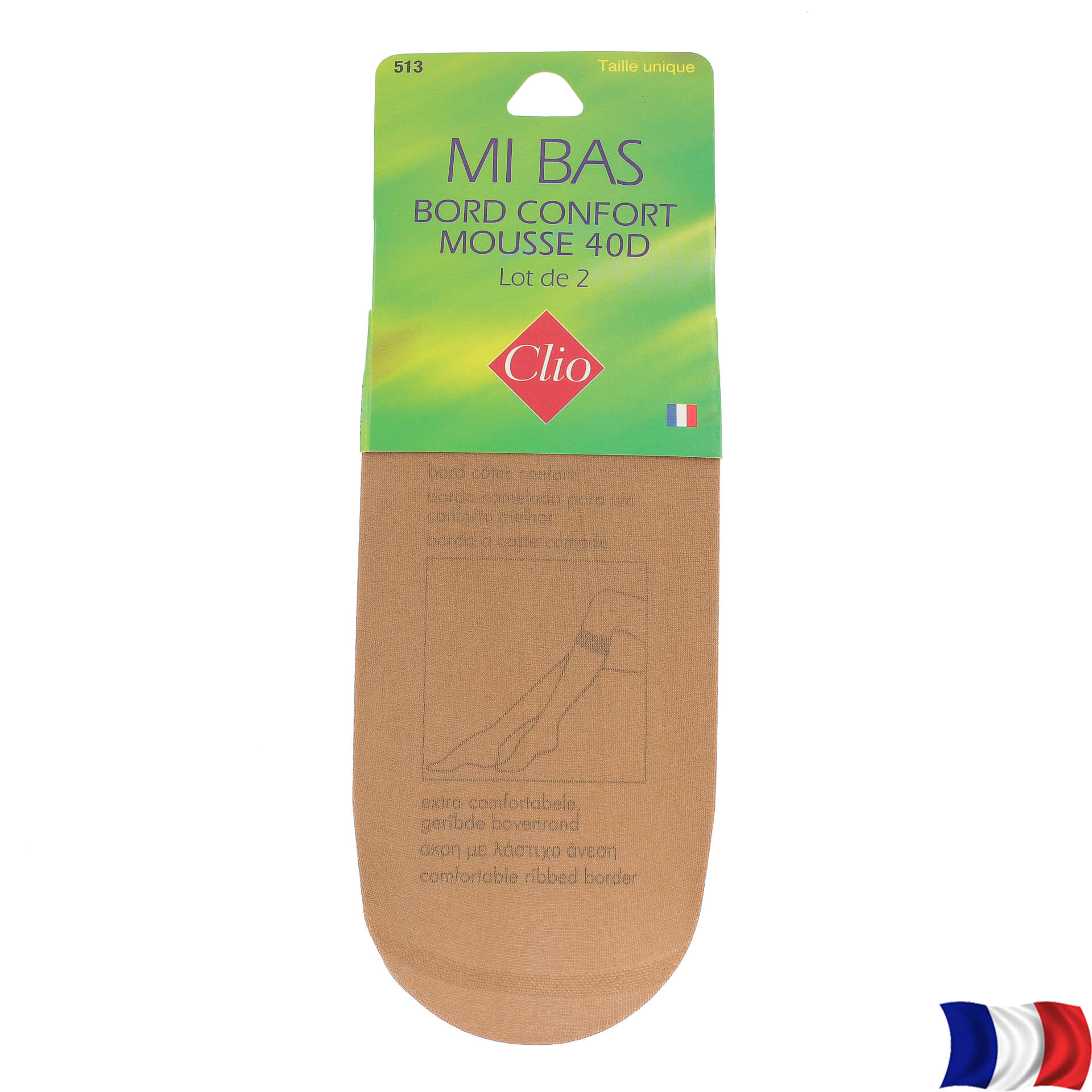 Mi-bas mousse uni tu-lot de 2-vison - 3B COM