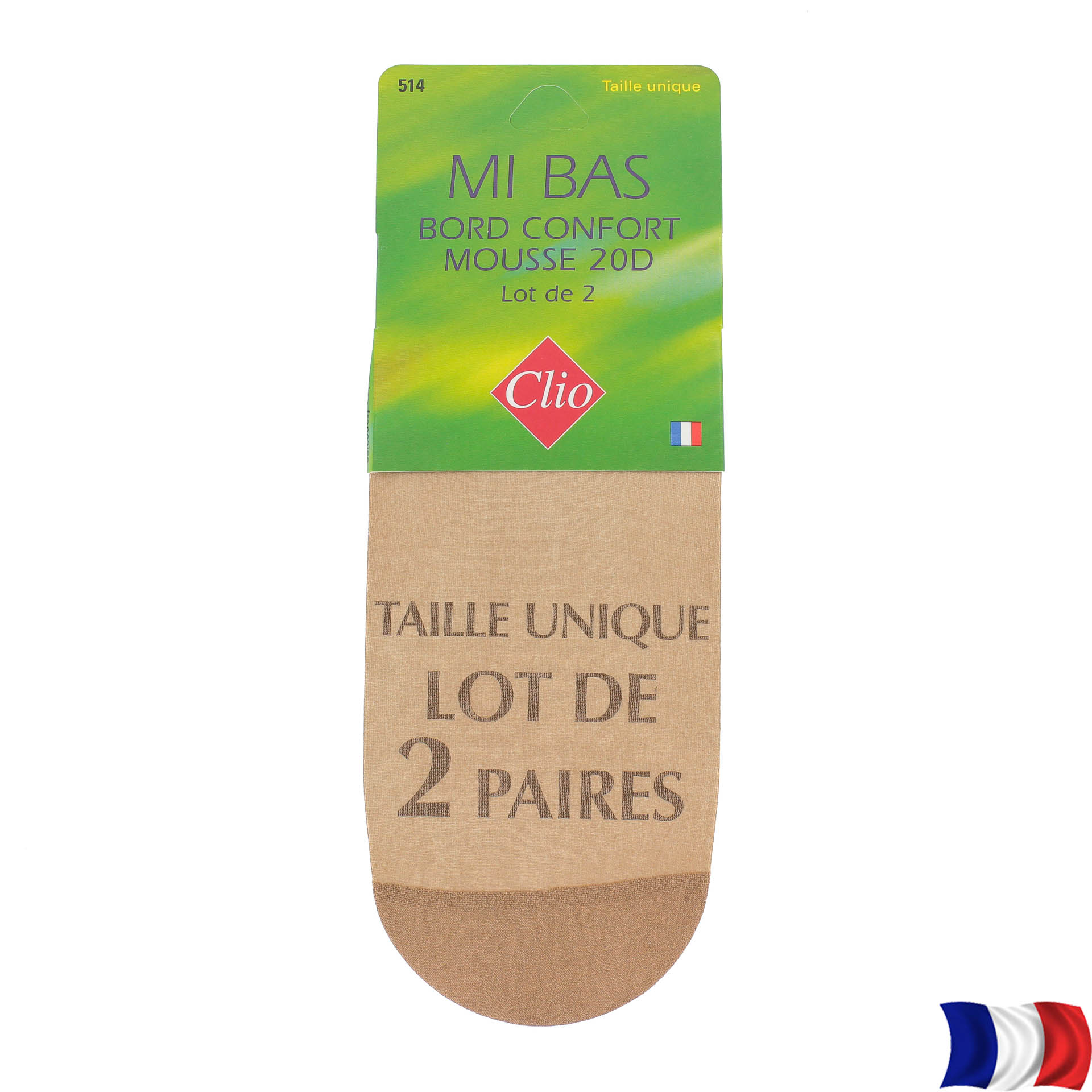 Mi-bas mousse fin tu.-lot 2- vison - 3B COM