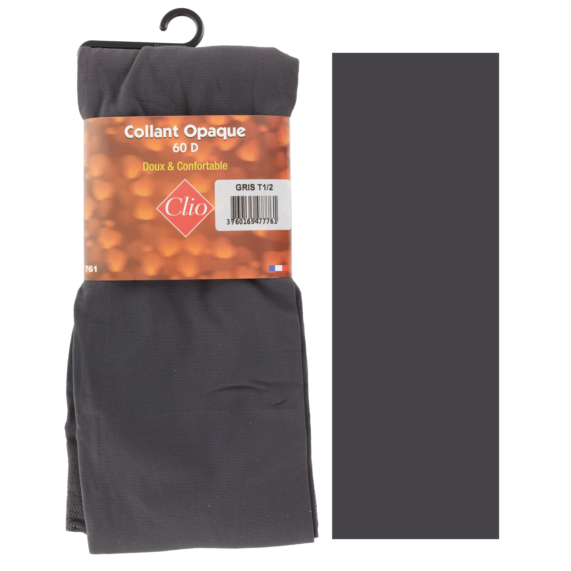 Collant Clio opaque uni 60d T1/2 gris - 3B COM