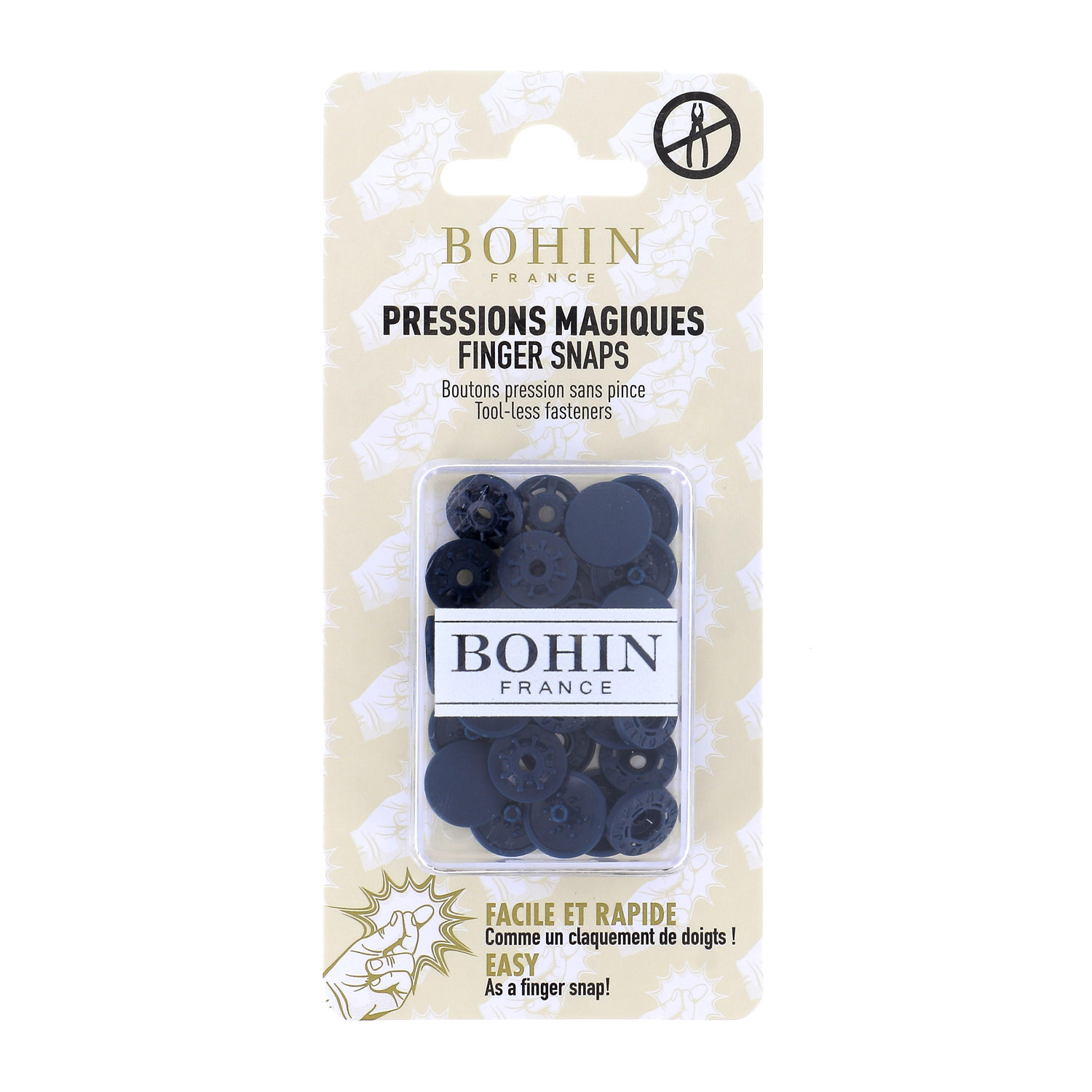 Pression magique Bohin plastique 13mm marine - 3B COM